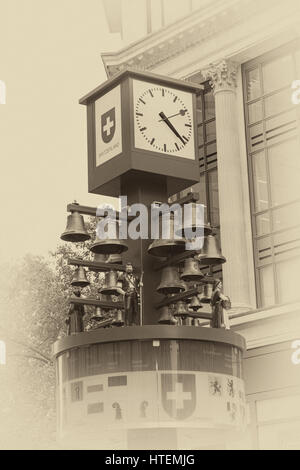 Swiss Glockenspiel clock at Leicester Square, London, England, UK Stock ...