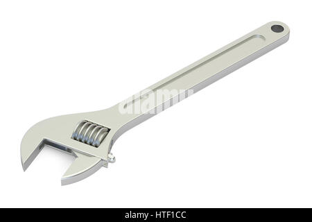 Adjustable wrench, closeup. 3D rendering isolated on white background ...