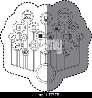 grayscale sticker with tech icons online Stock Vector Image & Art - Alamy