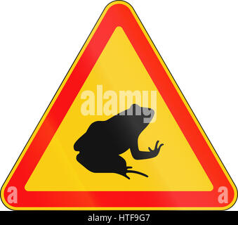 Toad migration warning sign Stock Photo - Alamy