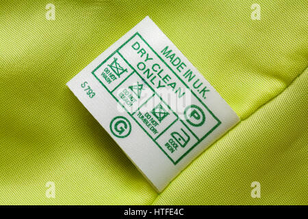 dry clean only label with wash care symbols in woman's clothing Stock ...