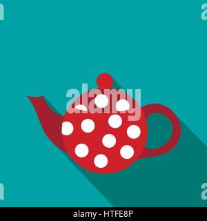 Red spotty teapot icon, flat style Stock Vector Image & Art - Alamy