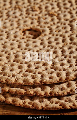 rounds of whole grain, Swedish crispbread, called knockebrod Stock ...