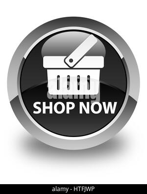 Shop now isolated on glossy white round button abstract illustration ...