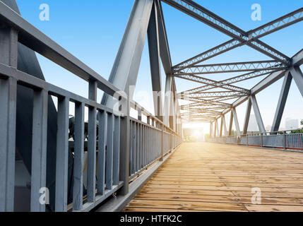 Shanghai China, skyscrapers and old iron bridge Stock Photo - Alamy