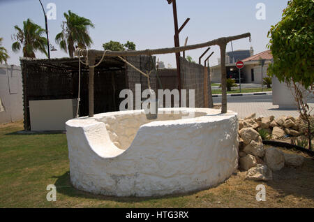 Typical village well in the middle east with rope and bucket to fetch ...