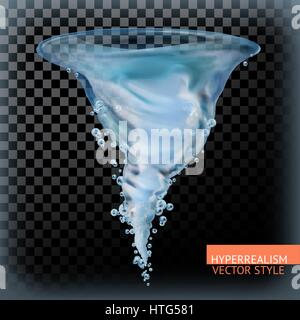 Transparent blue water whirlwind, tornado, twister or splash. Vector ...