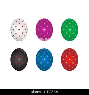 color egg easter with star and flower decoration Stock Vector Image ...