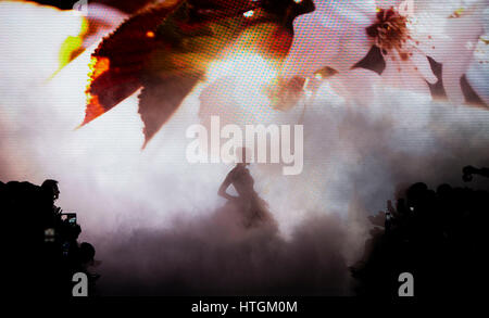 A model walks the runway during the Stephan Caras show at Toronto ...