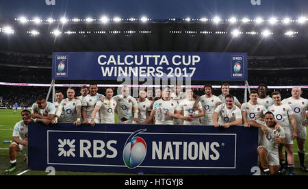 England with the Calcutta Cup after winning the Guinness Men's Six ...
