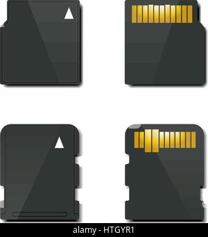 Both sides of SD memory card icon, outline style Stock Vector Image ...