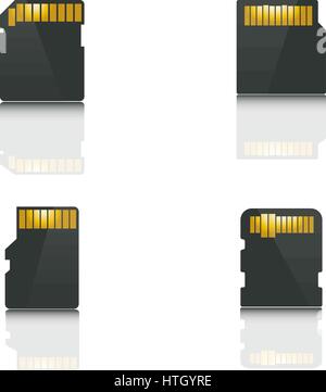 Set memory card, back side with shadow, vector illustration Stock ...