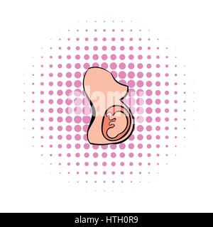 Pregnant woman icon in comics style on a white background Stock Vector ...