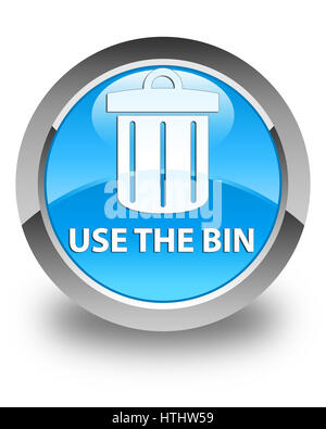 Use the bin isolated on glossy cyan blue round button abstract ...