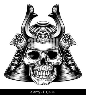 A skeletal skull face samurai with mask and helmet Stock Photo - Alamy
