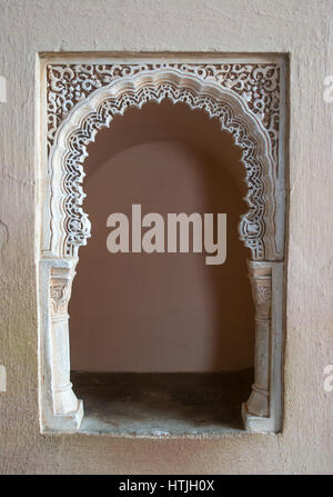 Decorated Moorish arch inside the Alcazaba or Moorish castle, Malaga ...