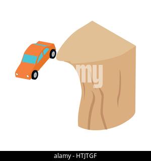 Car Drive off Cliff Icon Vehicle Fall Falling into Water Sea Vector ...