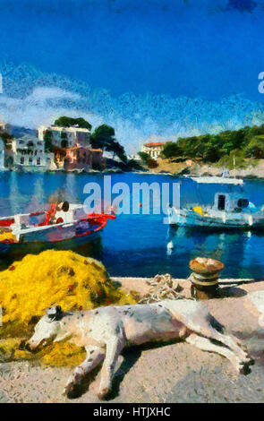 Asos village in Kefallonia island, Greece Stock Photo - Alamy