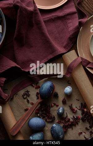 Painted easter eggs with cooking utensils Stock Photo - Alamy