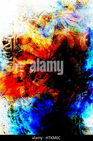 ancient ornamental structure with filigrane pattern on abstract ...