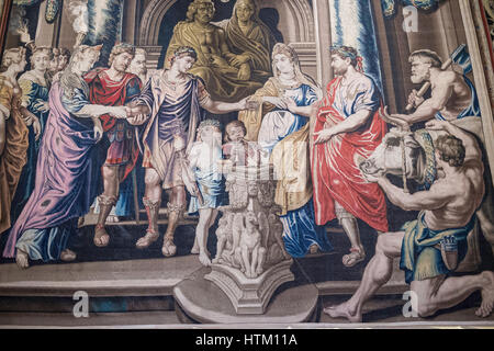 Tapestry showing the Marriage of Constantine and Fausta Stock Photo - Alamy