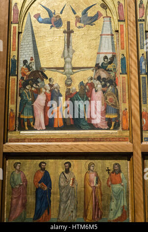 *The Stefaneschi Triptych* by Giotto di Bondone features religious scenes, with Christ in glory ...