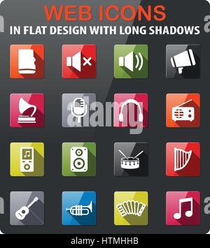 Printing flat design long shadow glyph icons set. Polygraphy and ...
