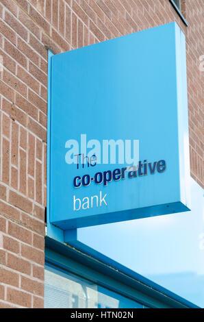The Co-operative Bank sign above the window. Manchester, England, UK ...