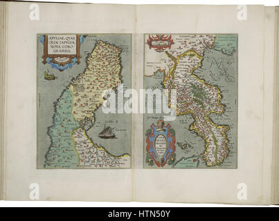 Maps of Apulia and of Calabria by Abraham Ortelius Stock Photo - Alamy