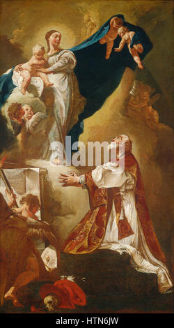 This religious painting depicts the apparition of the Christ Child to ...