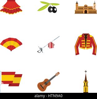 Travel to Spain. Spanish culture elements, landmarks for tourists on ...