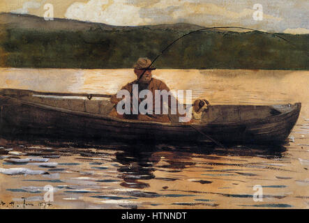 Winslow Homer - The painter Eliphalet Terry fishing from a boat (1874 ...