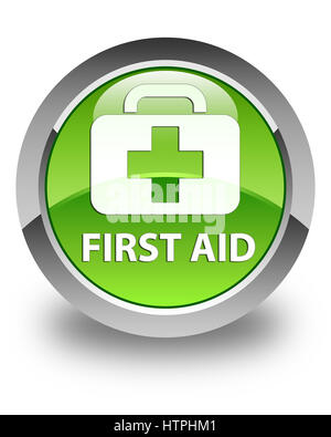 First aid isolated on glossy pink round button abstract illustration ...