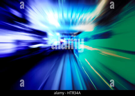 Abstract background of moving traffic light trails with circle bokeh ...