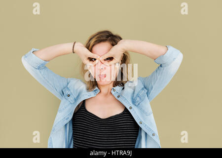 Caucasian Lady Silly Face Tongue Stock Photo - Alamy