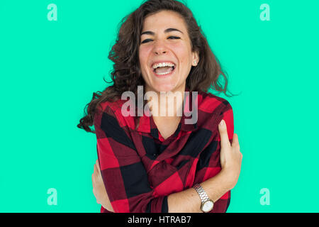 Caucasian Lady Body Hug Concept Stock Photo - Alamy