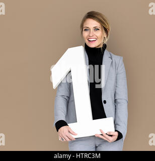 Caucasian Business Woman Rank Number One Stock Photo - Alamy