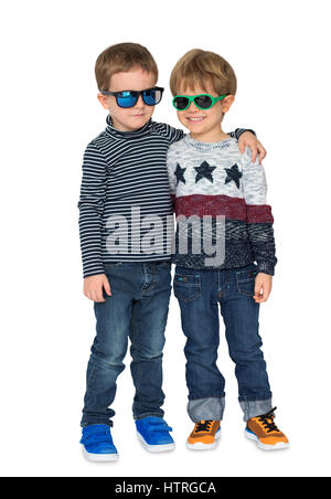 Boys Brother Friends Kid Casual Studio Stock Photo - Alamy