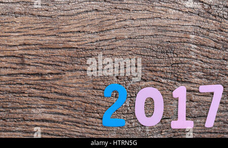 Number two thousand seven of wooden text on brown old wood floor in ...