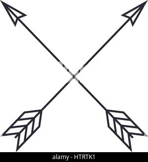 Banner with crossed arrows vector design. Badge or emblem with three ...