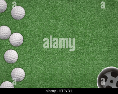 top view golf balls with golf cup on green background Stock Photo - Alamy