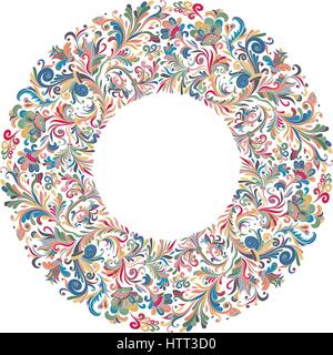 flower wreath floral decoration circle beautiful design Stock Vector ...