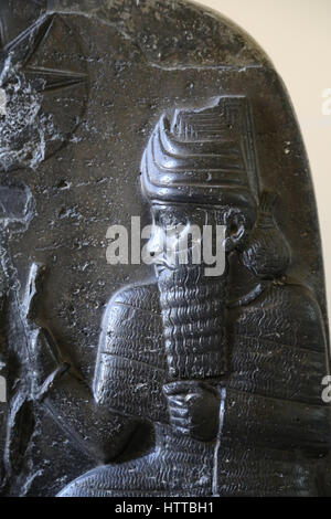 Babylonian stele usurped by Elamite King. Detail god. Basalt. 12th ...