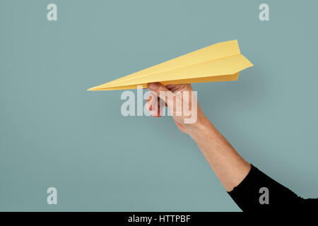 Human Hand Holding Papercraft Airplane Goals Target Aspirations Stock ...