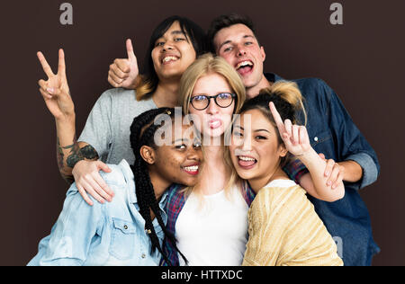 Group Friends Cheeky Happy Stock Photo - Alamy
