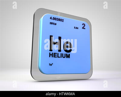 Helium symbol - He. Element of the periodic table on white ball with ...