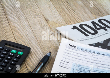 Tax preparation forms and tax booklet US 1040 Tax form Stock Photo - Alamy