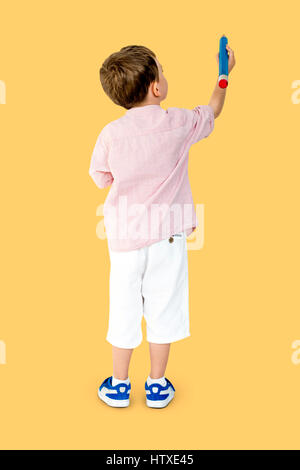 Little Kid Drawing Back View Stock Photo - Alamy
