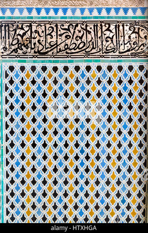 Decorative tile work in Fez in Morocco, famous for it's ancient medina ...