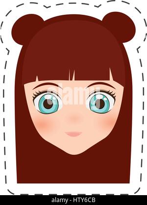 anime face girl cartoon - cut line Stock Vector Image & Art - Alamy